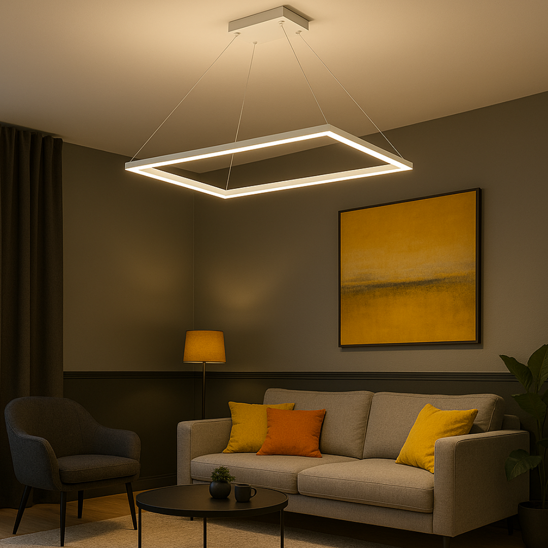 Lustra LED Suspendata 1 Element Rectangular Alb Echivalent 300W