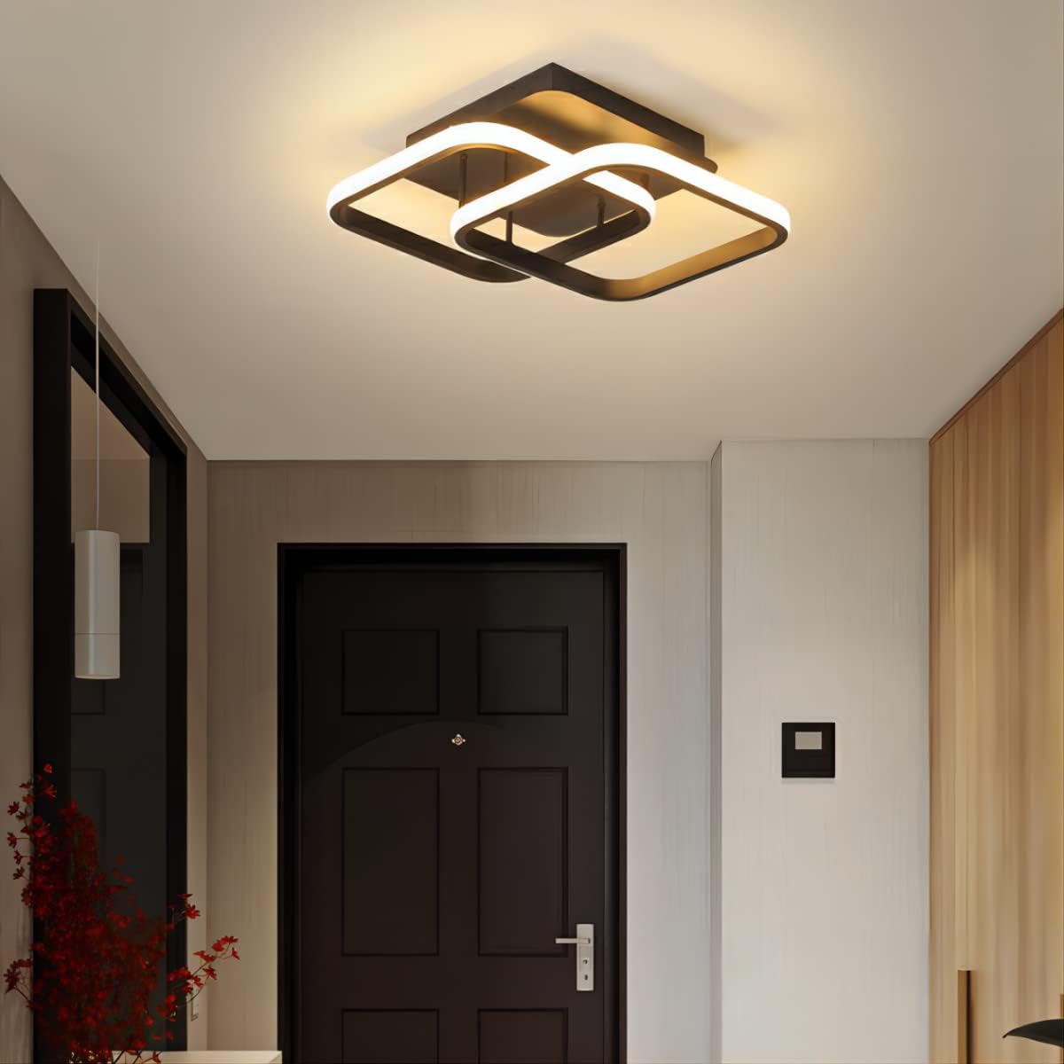 Lustra LED 32W Double Square Negru Echivalent 200W