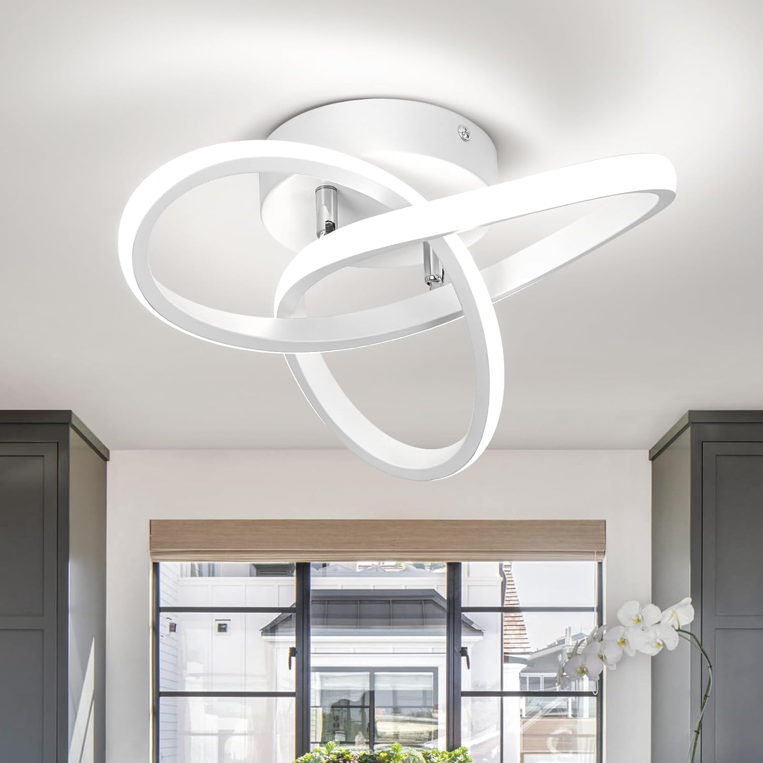 Lustra LED 48W TWO RINGS ALB Echivalent 200W Resigilat R3