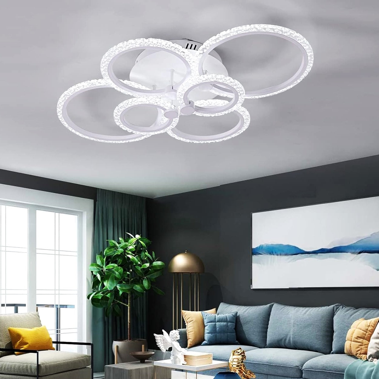 Lustra LED 4+2 CIRCLE BUBBLES Echivalent 800W Telecomanda