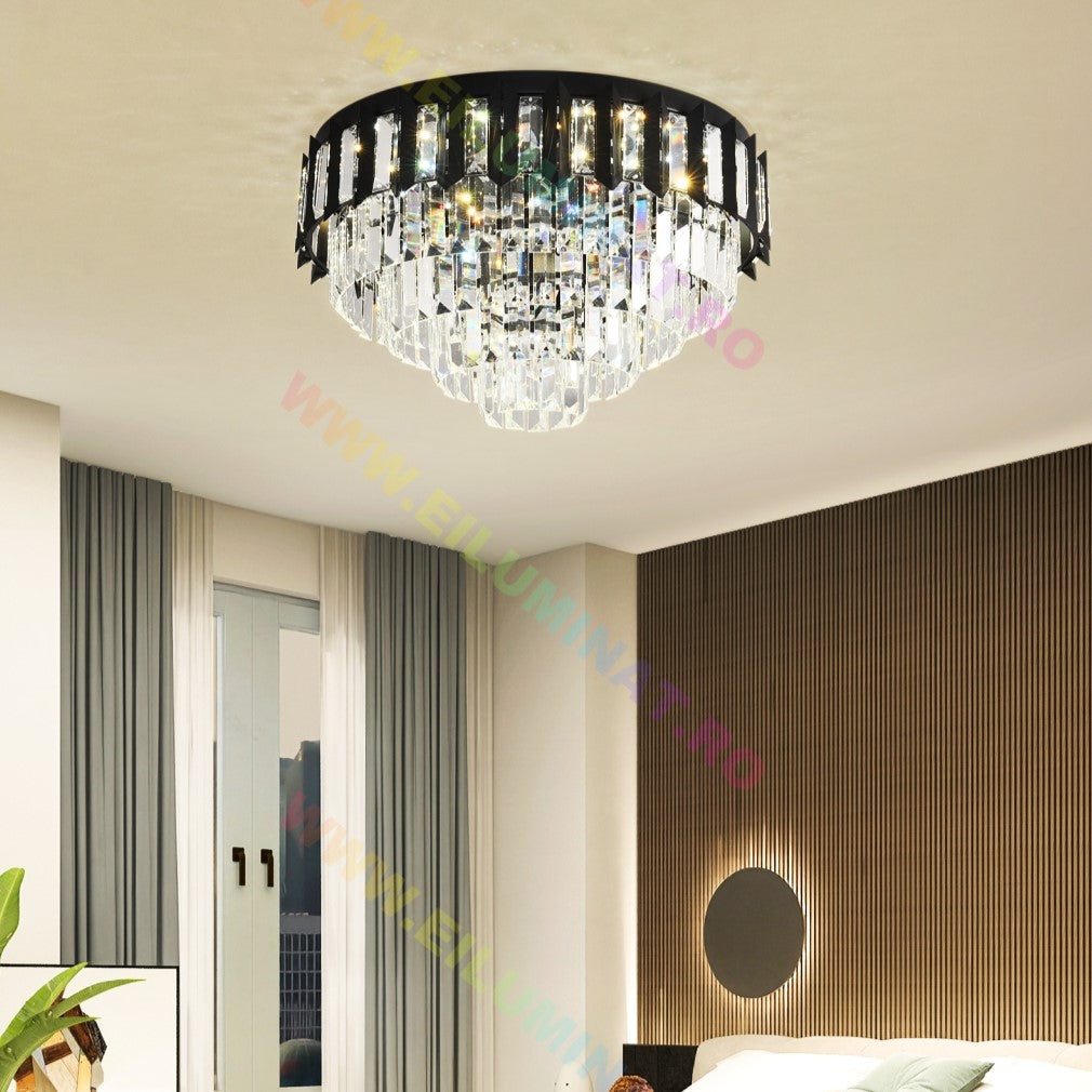 Lustra LED BLACK SHINE Cristal Echivalent 600W Montaj Aplicat/Suspenda