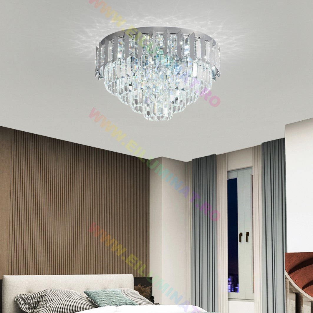 Lustra LED SILVER SHINE Cristal Echivalent 600W Montaj Aplicat/Suspend