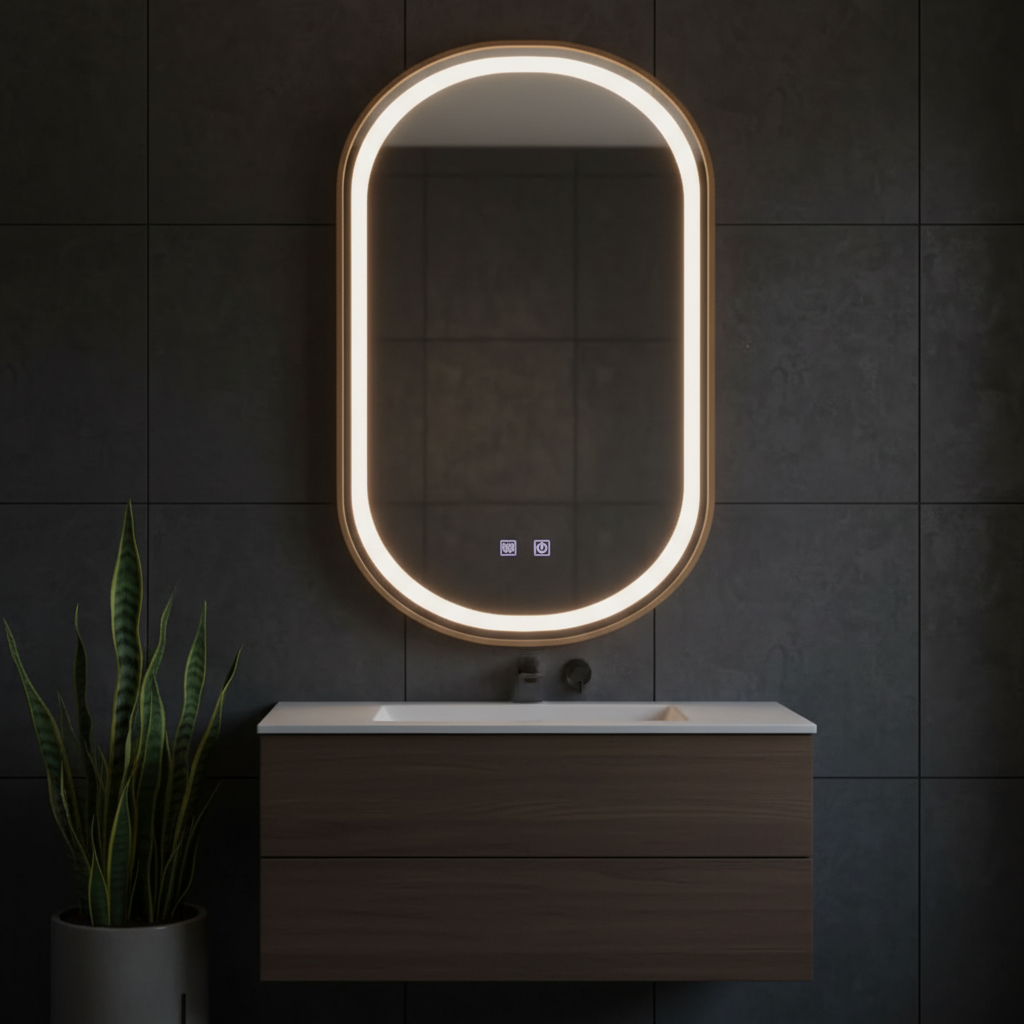 Oglinda LED Ovala, 3 Lumini LUCA 50x80cm Functie Dezaburire si Touch