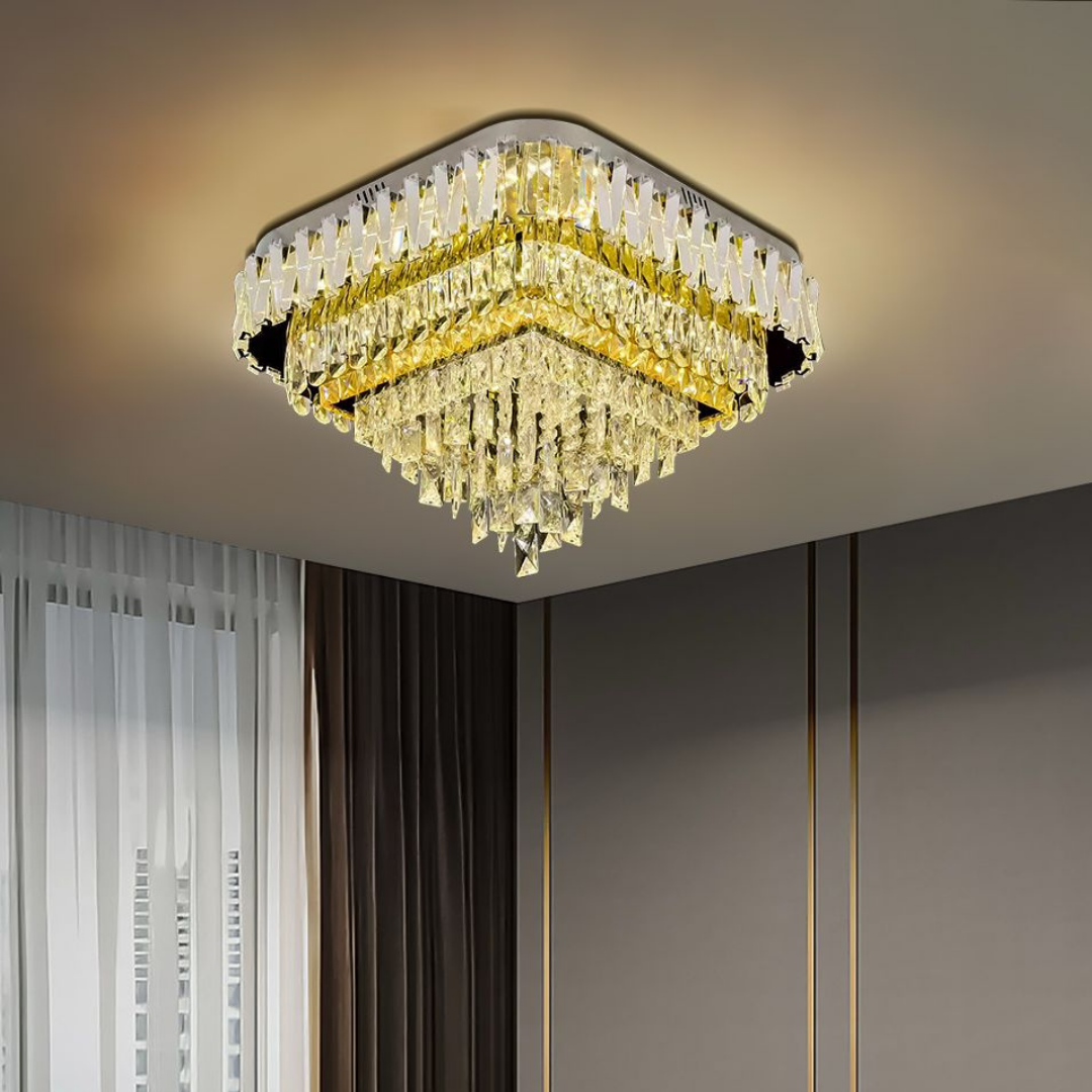 Lustra LED Cristal Aplicata Grand GLAMOUR Square Telecomanda