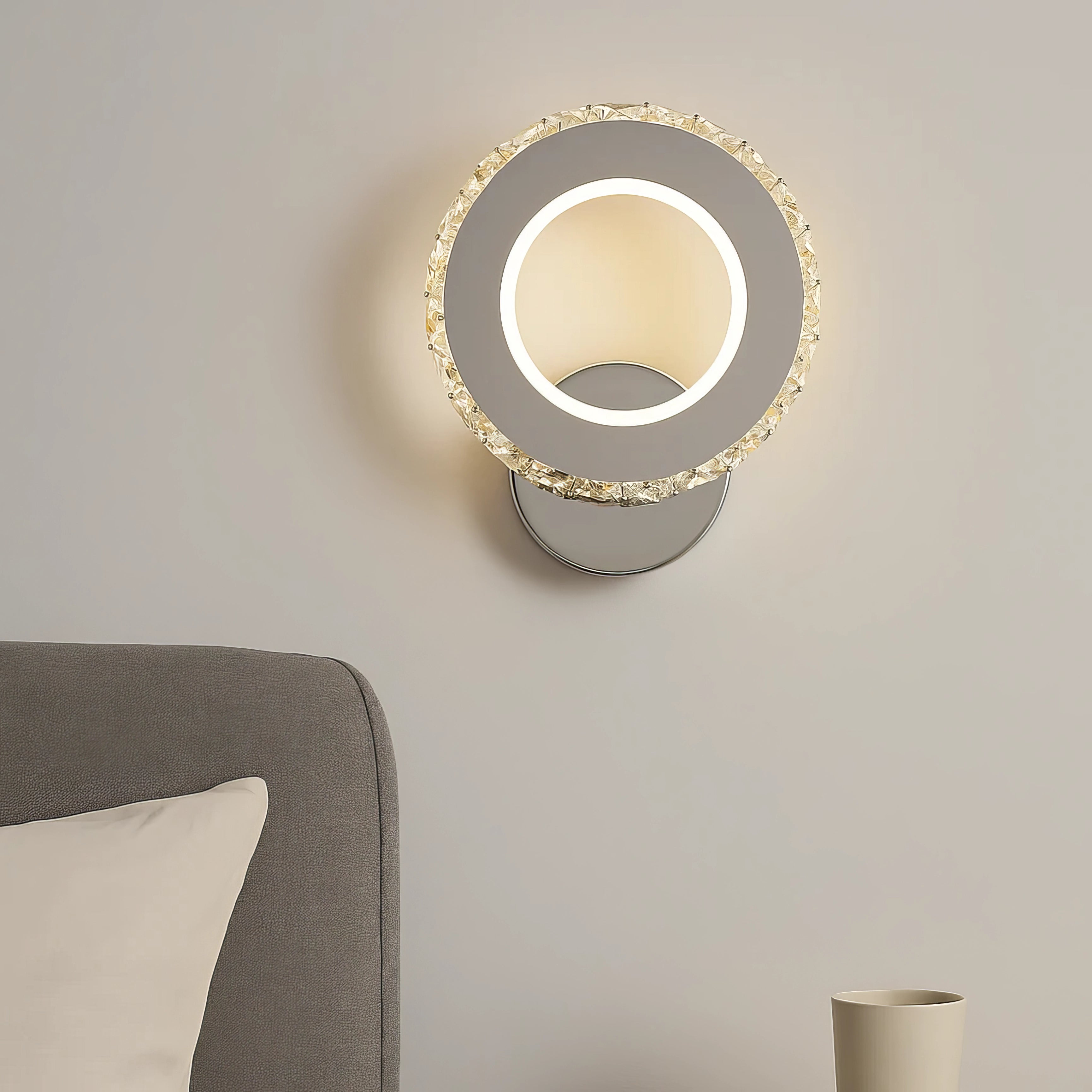 Aplica LED 18W Cristal Rotunda Chrome