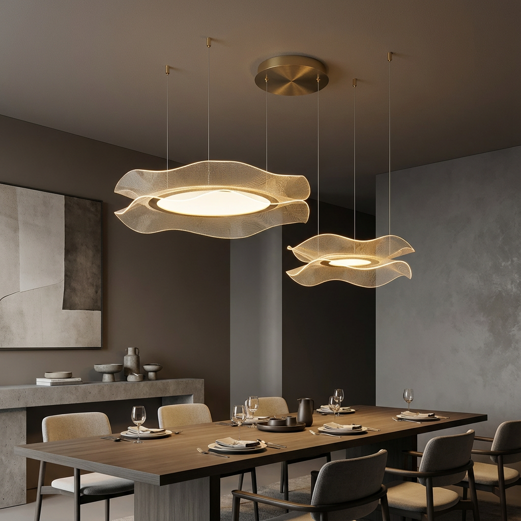 Lustra LED Golden Ripple Duo 2 Segmente Echivalent 400W Telecomanda
