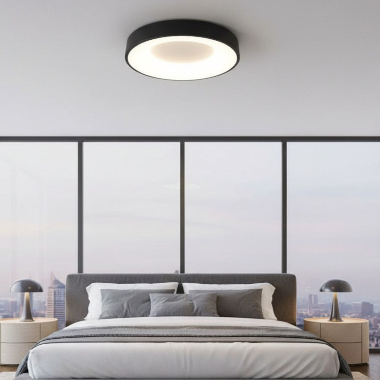 Plafoniera LED LIND Neagra Rotunda 38CM Lumina Rece Echivalent 250W