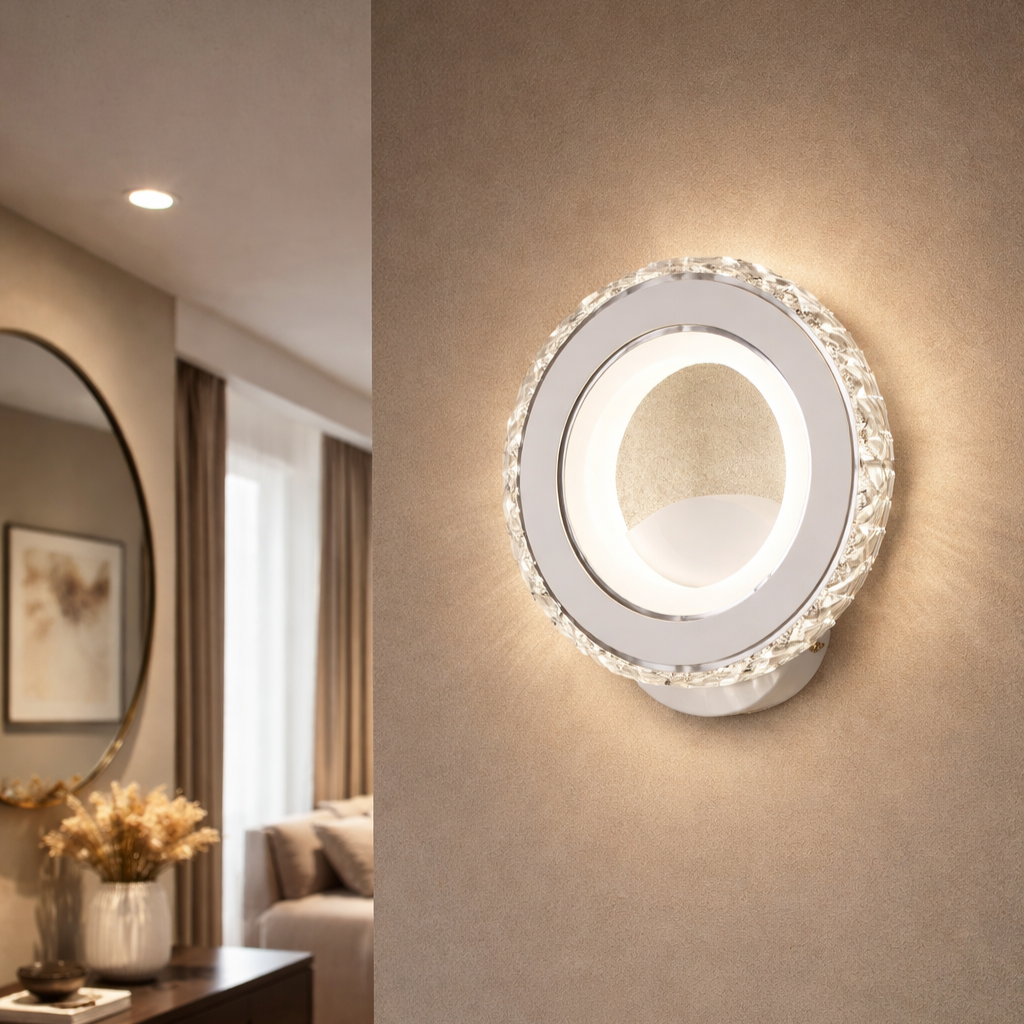 Aplica LED 18W Cristal Rotunda Alba