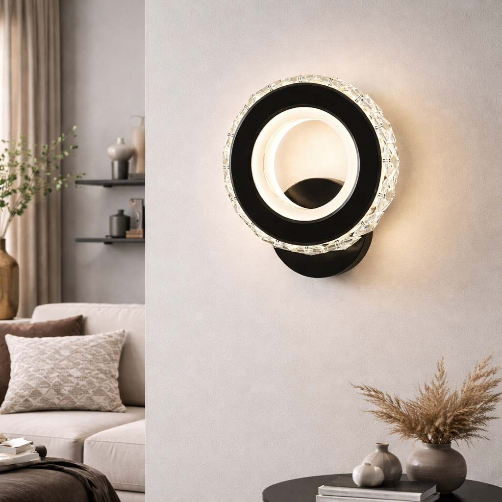 Aplica LED 18W Cristal Rotunda Black