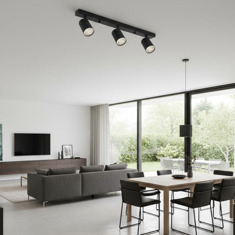 Lustra Neagra Liniara cu 3 Spoturi Reglabile 3xGU10