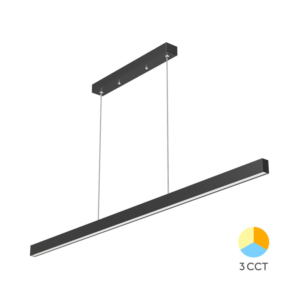 Lustra LED Suspendata Liniara Neagra LINA 120cm 3 Lumini din Buton Ech
