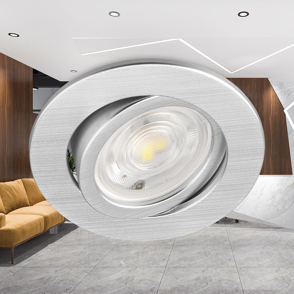 Spot LED Incastrabil Rotund Fascicul Reglabil Argintiu cu 3 Lumini ⌀8.