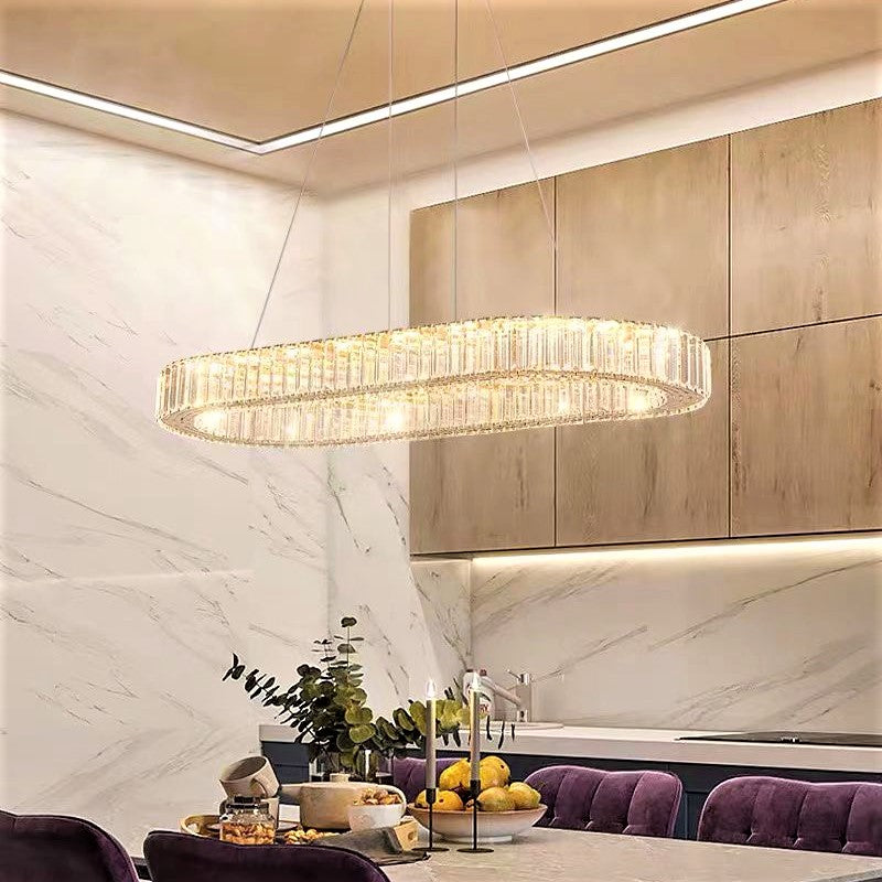 Lustra LED Cristal GOLD 1 Segment Oval 100cm Echivalent 300W Telecoman