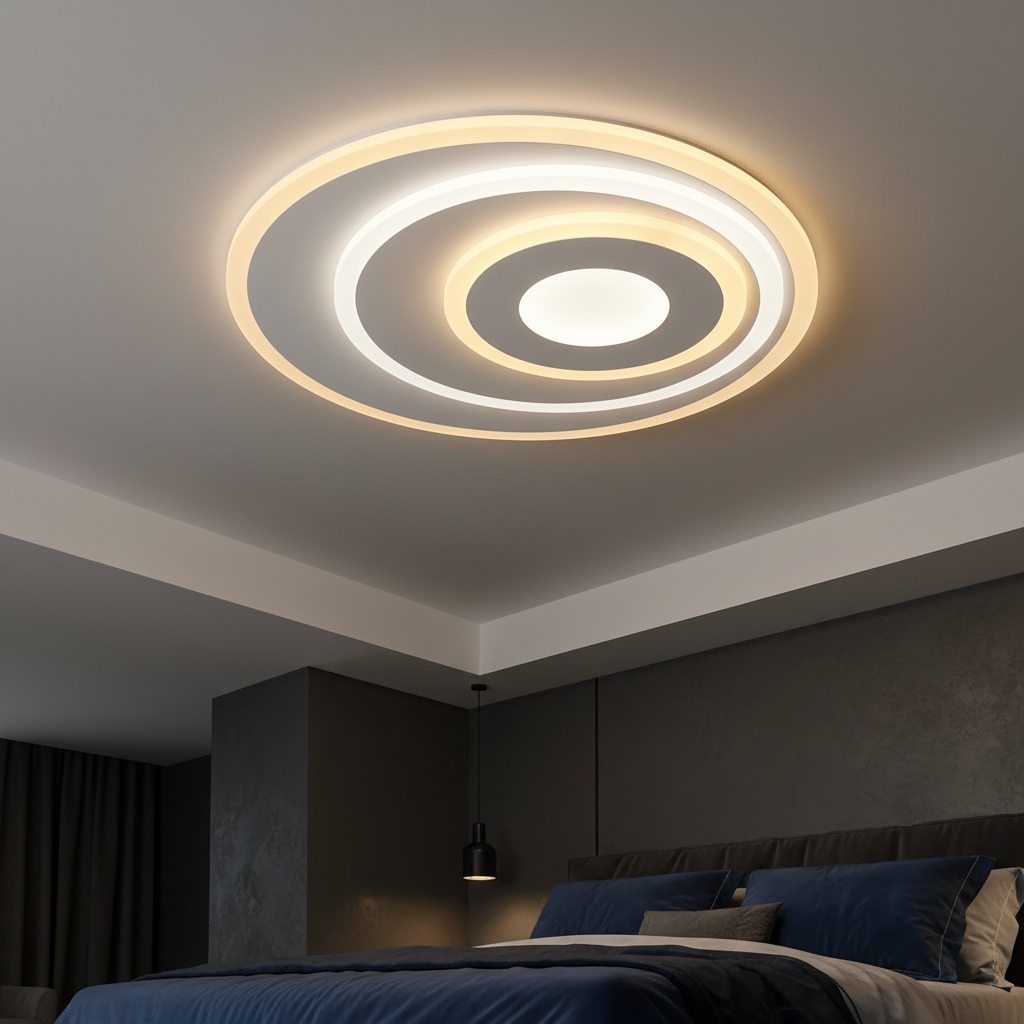 Lustra LED NUBA White Circles Echivalent 300W Telecomanda