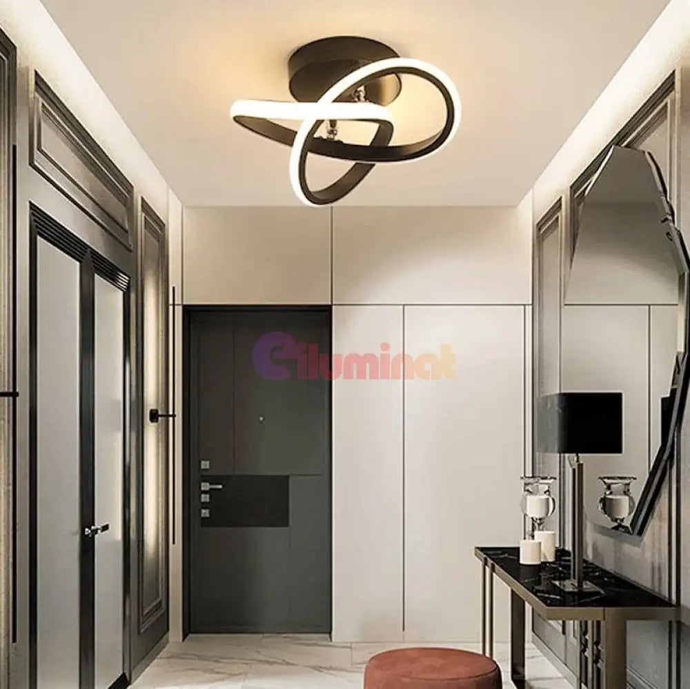 Lustra LED 48W TWO RINGS Black Echivalent 200W