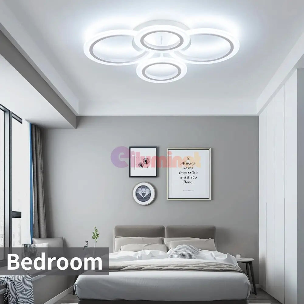 Lustra LED 72W 4 CIRCLE SMART Control Vocal Echivalent 400W