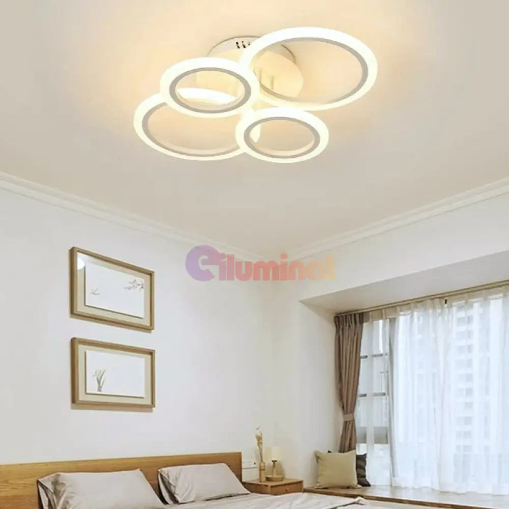 Lustra LED 72W 4 CIRCLE SMART Control Vocal Echivalent 400W