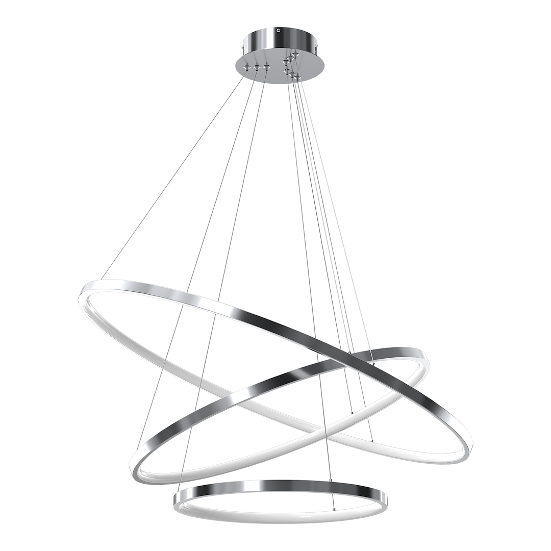 Lustra LED Suspendata Hoop Silver Premium 3 Segmente Reglabile Echival