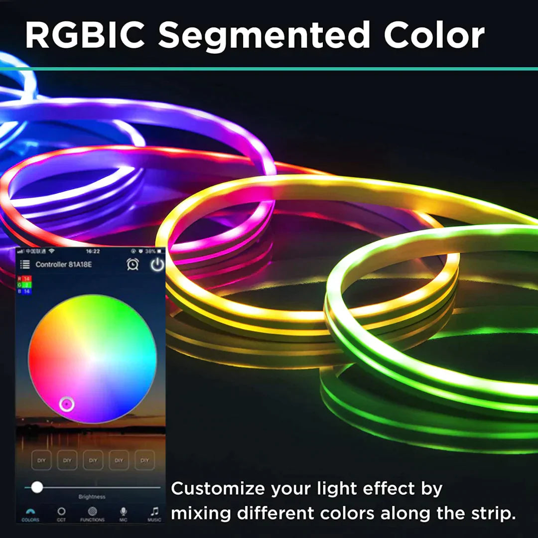 KIT NEON FLEX LED RGB IC SMART DIGITAL 12V 5m Telecomanda