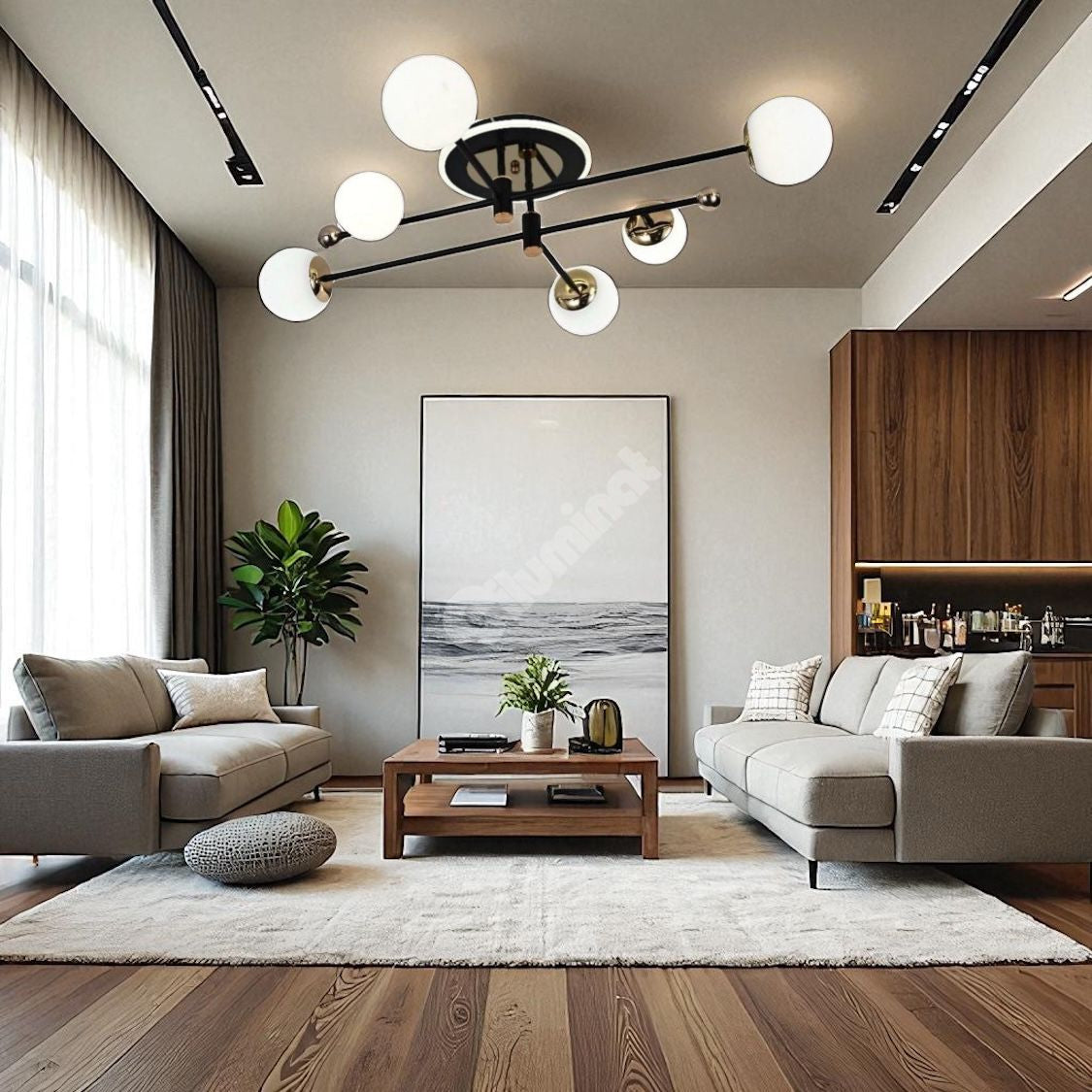 Lustra LED PIMORA Abajur Mat Neagra Echivalent 400W Telecomandan Resig