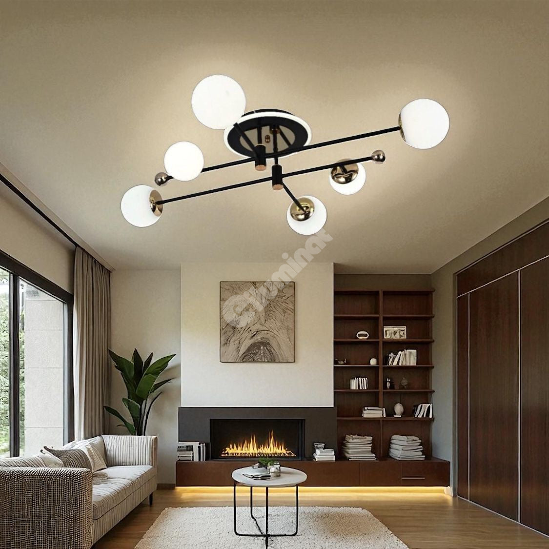 Lustra LED PIMORA Abajur Mat Neagra Echivalent 400W Telecomandan Resig